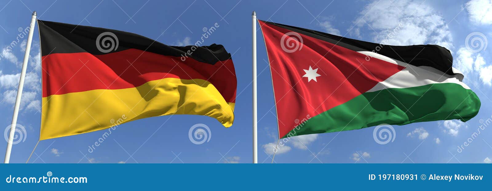 National Flags of Germany and Jordan, 3d Rendering Stock Illustration ...