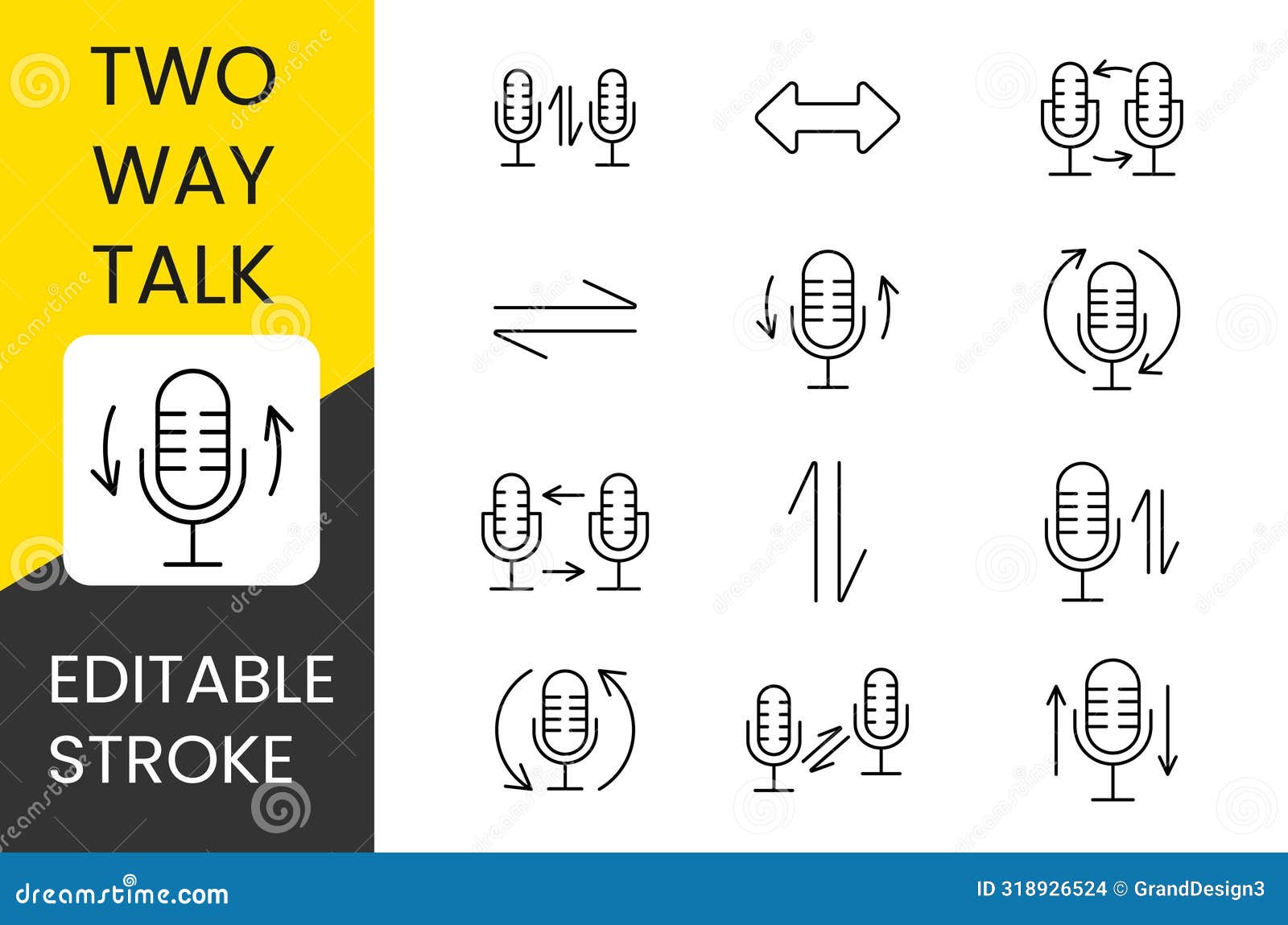 Two Way Conversation Vector Line Icon Set with Editable Stroke for ...