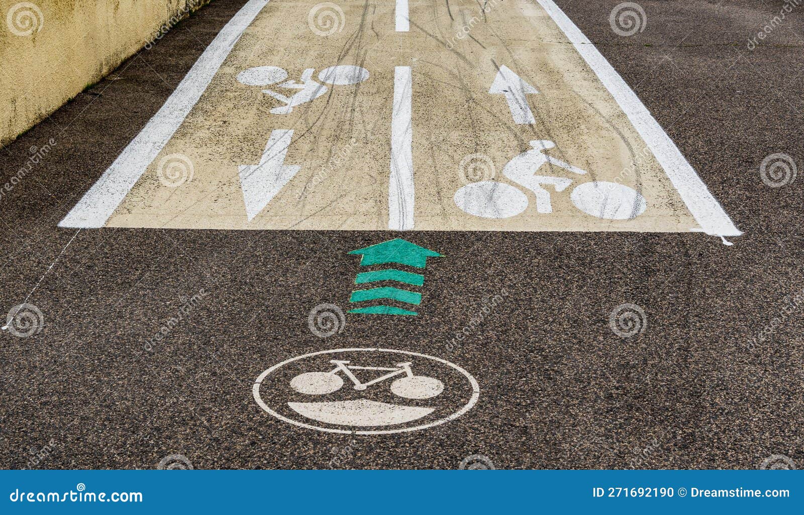 Dedicated Two Way Cycle Way Painted Onto Highway - End on View Stock ...