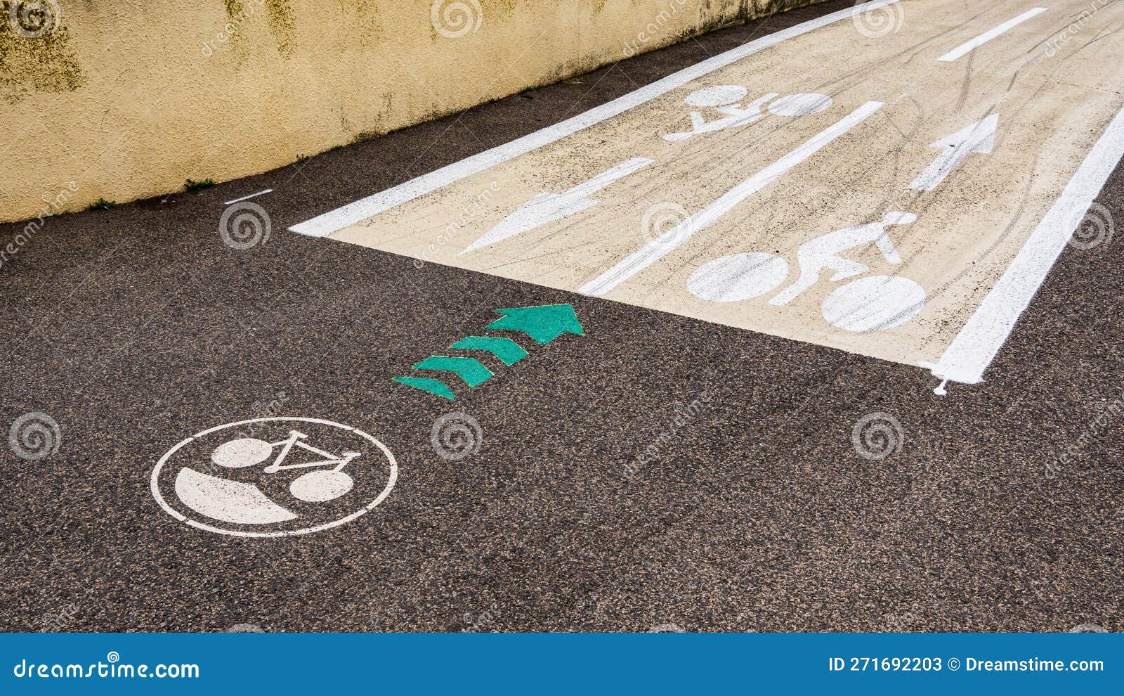 Dedicated Two Way Cycle Way Painted Onto Highway - Oblique View Stock ...