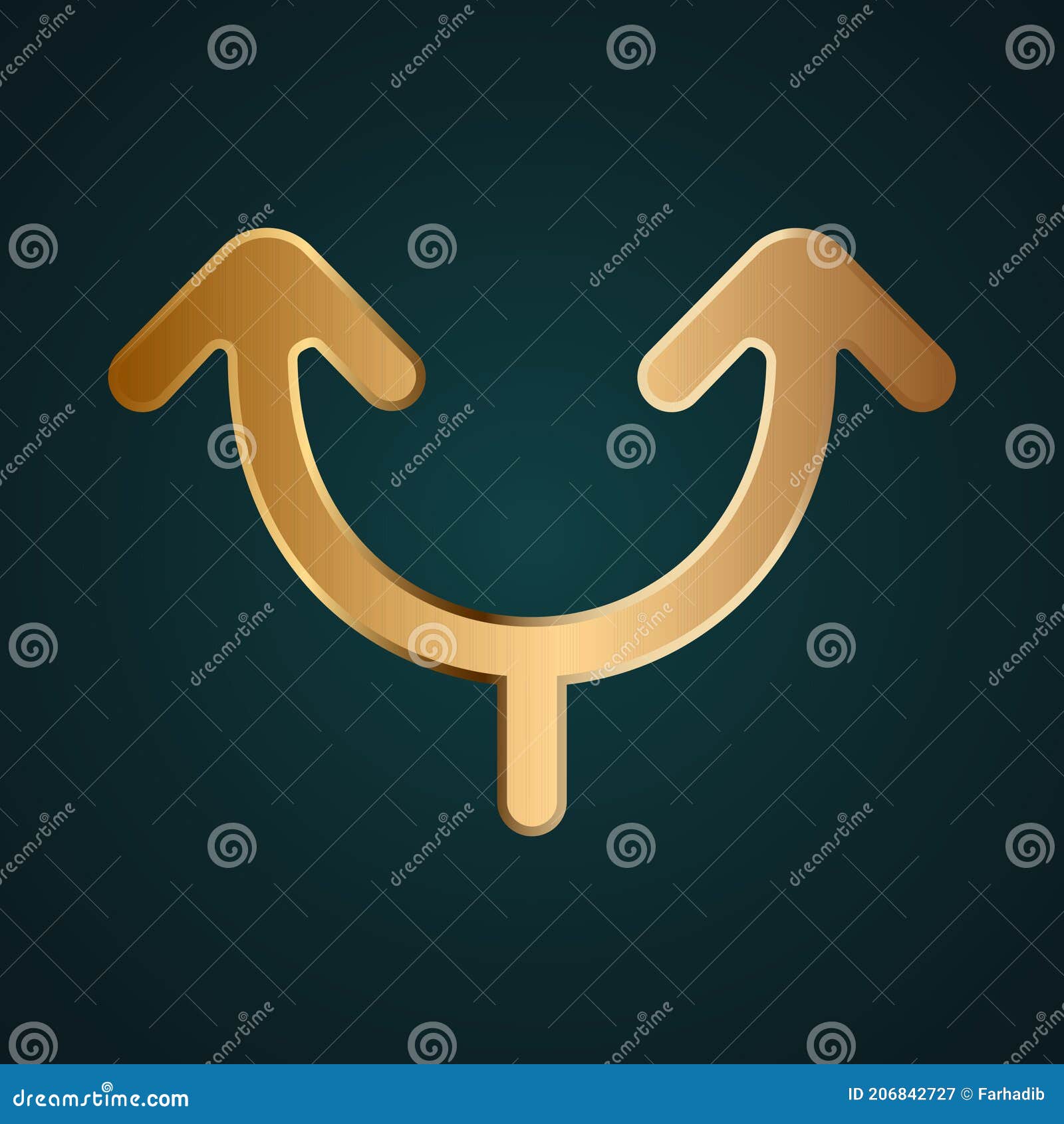Two Way & Exchange Arrow Vector Icon. Gradient Gold Metal with Dark ...
