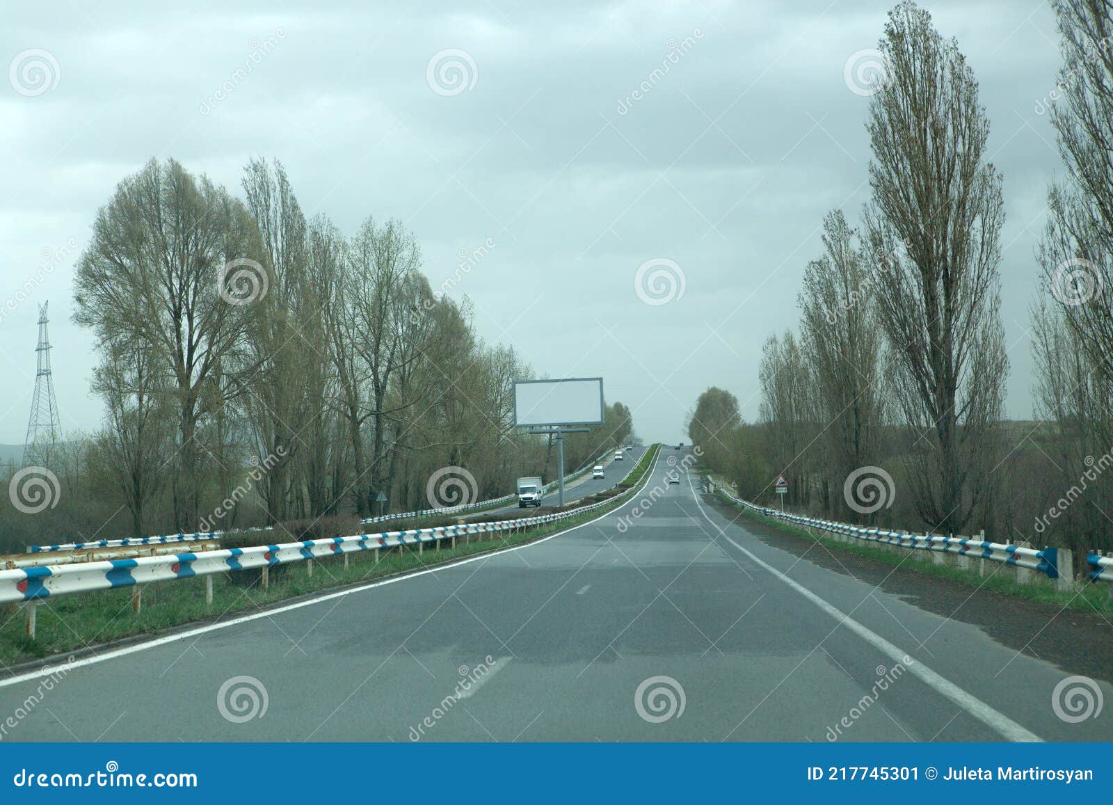 Two-way Highway in the Evening Stock Image - Image of drive, town ...