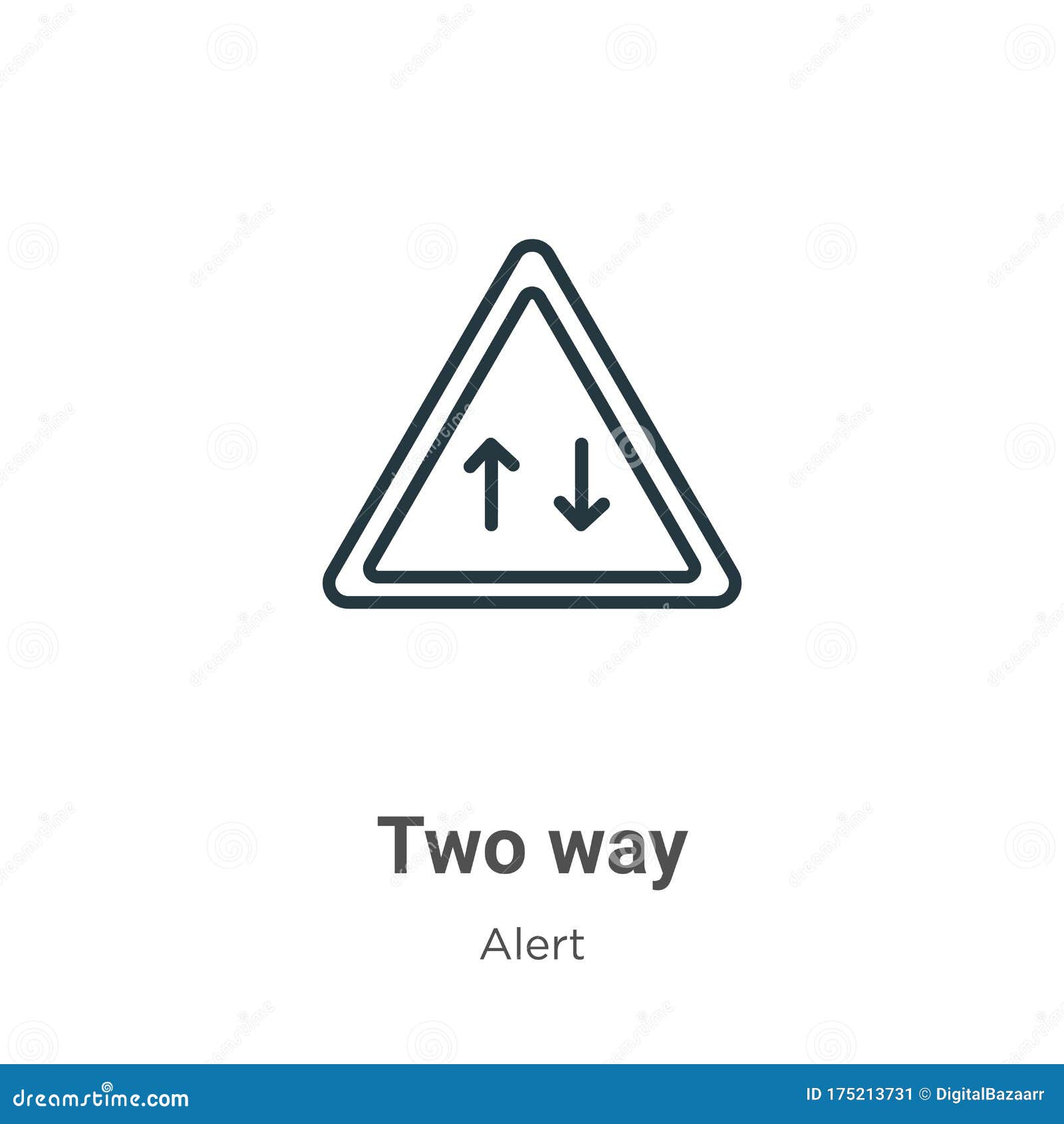 Two Way Outline Vector Icon. Thin Line Black Two Way Icon, Flat Vector ...