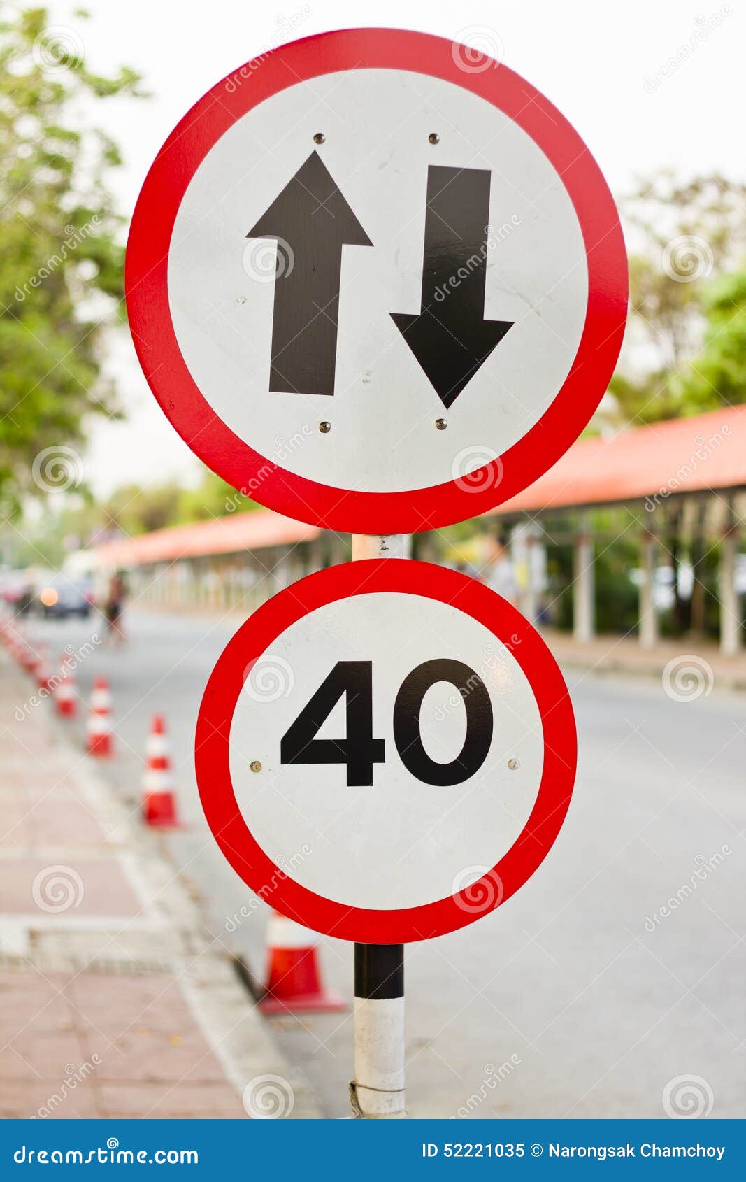 Two Way Sign with Speed Limit Stock Image - Image of movement, backward ...