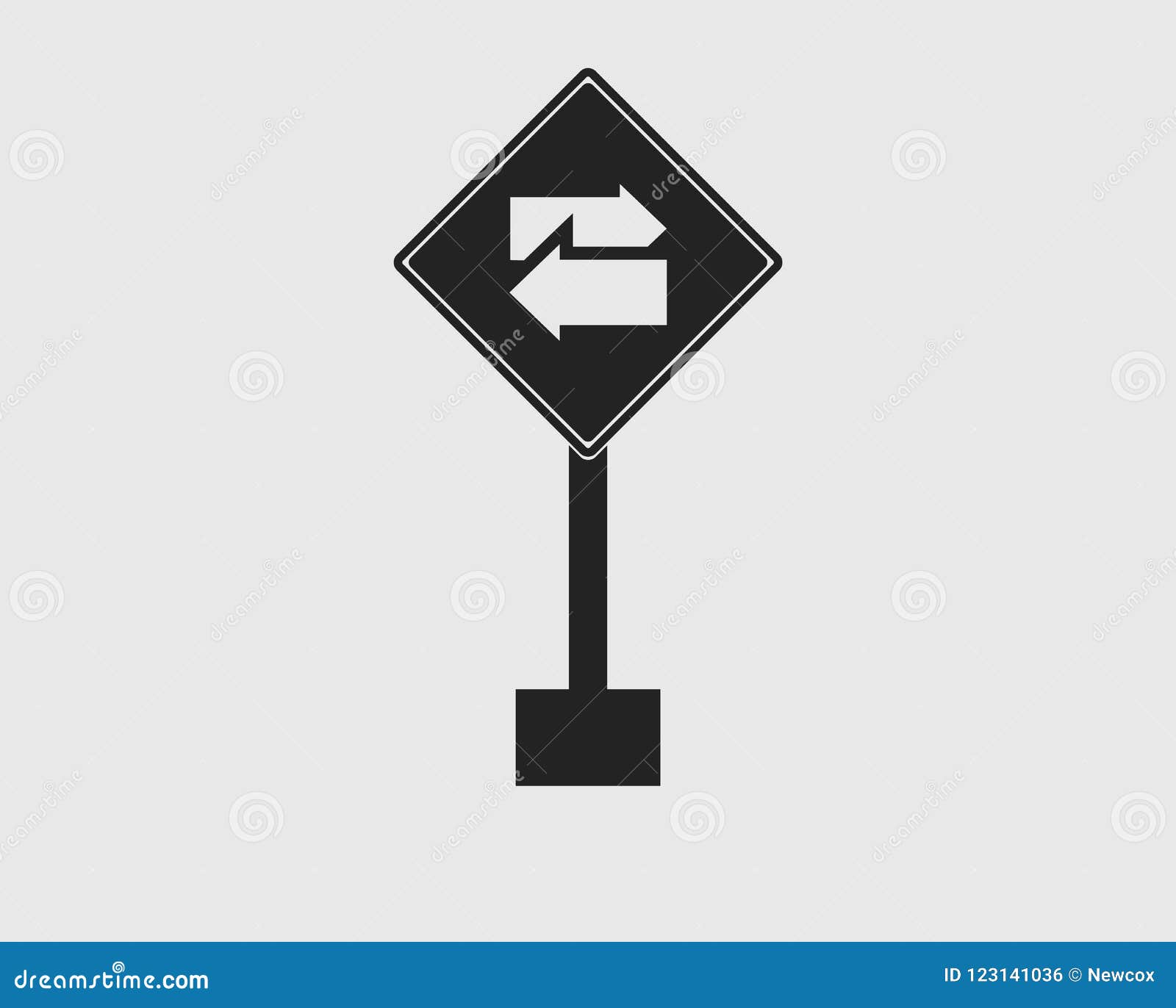 Two Way Street in Right Rectangular Sign Icon. Stock Vector ...
