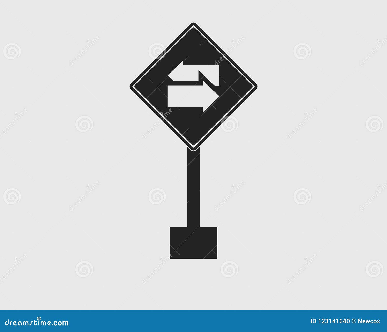 Two Way Street in Right Rectangular Sign Icon. Stock Vector ...