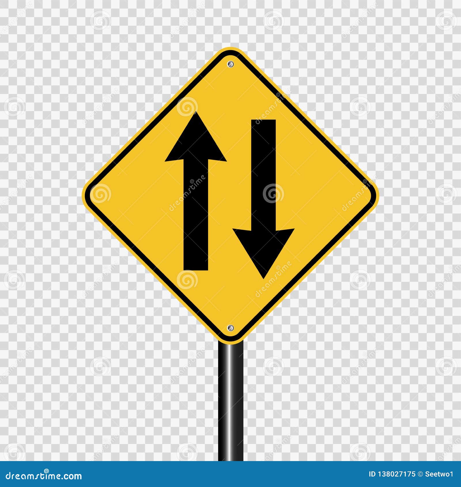 Symbol Two Way Traffic Ahead Sign on Transparent Background Stock ... Symbol Two Way Traffic Ahead Sign on Transparent Background Stock ...