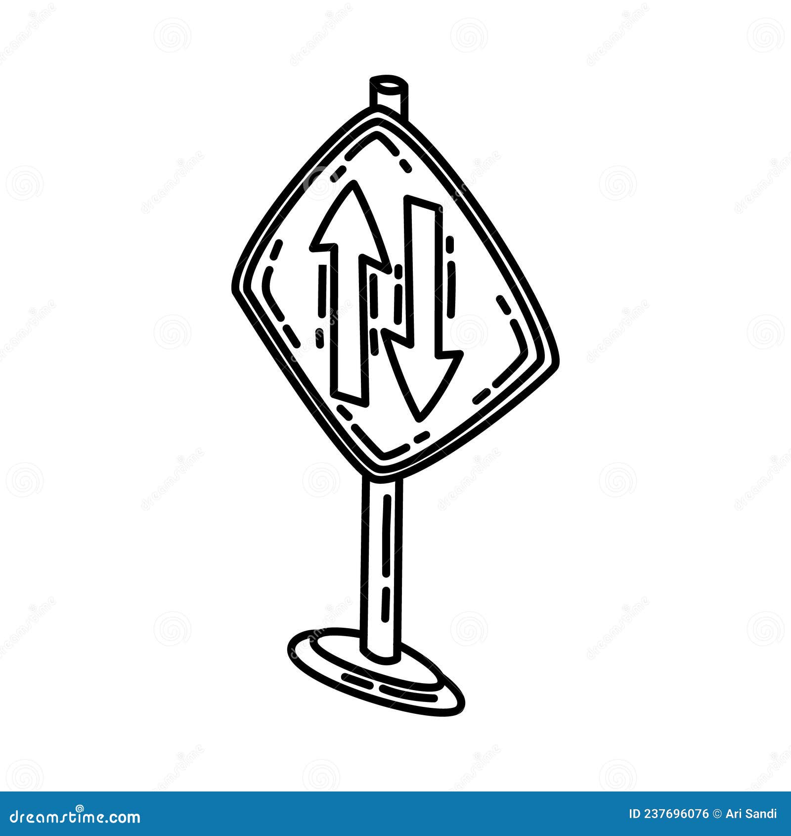 Two Way Traffic Icon. Doodle Hand Drawn or Outline Icon Style Stock ...