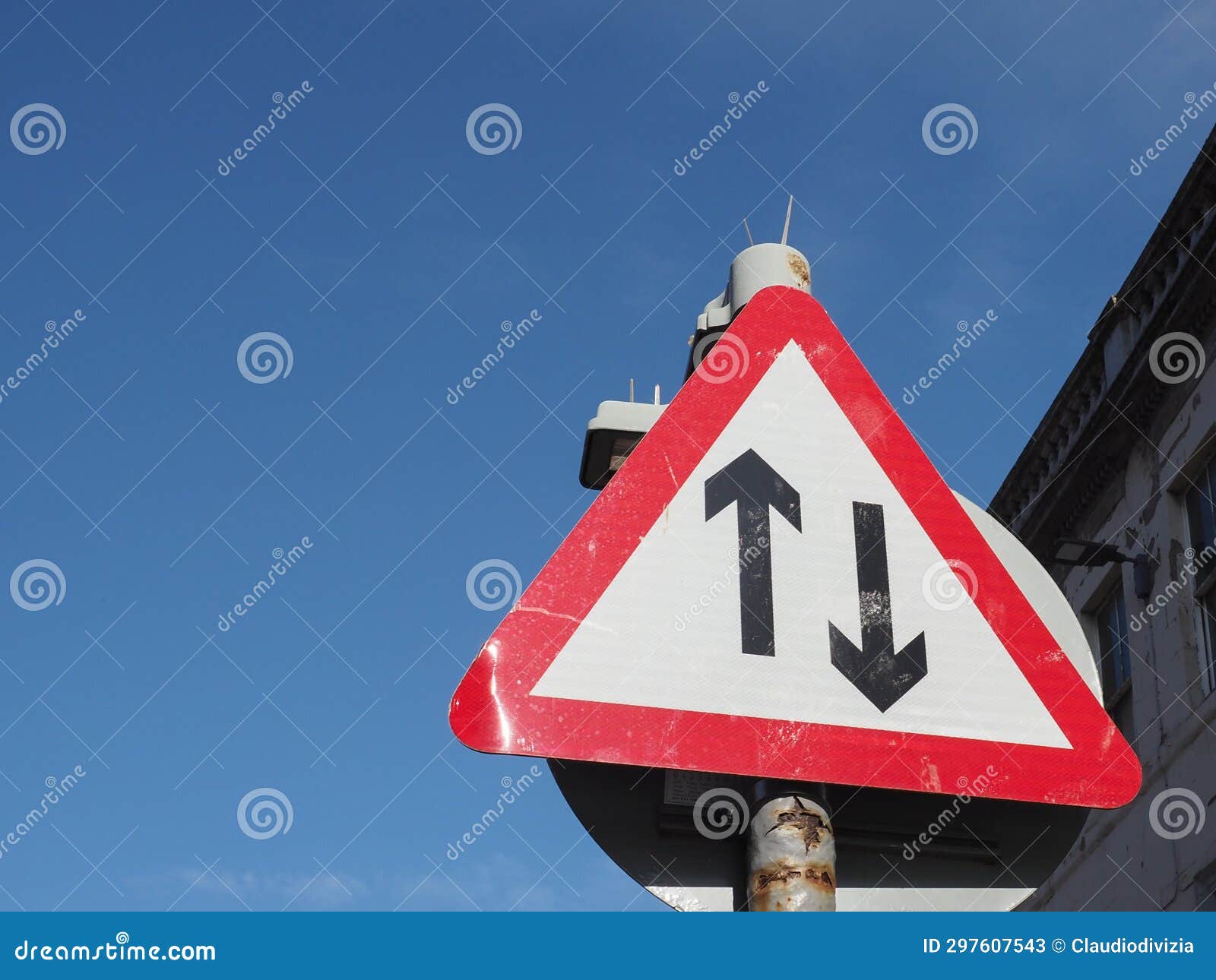 Two way traffic sign stock image. Image of symbol, space - 297607543