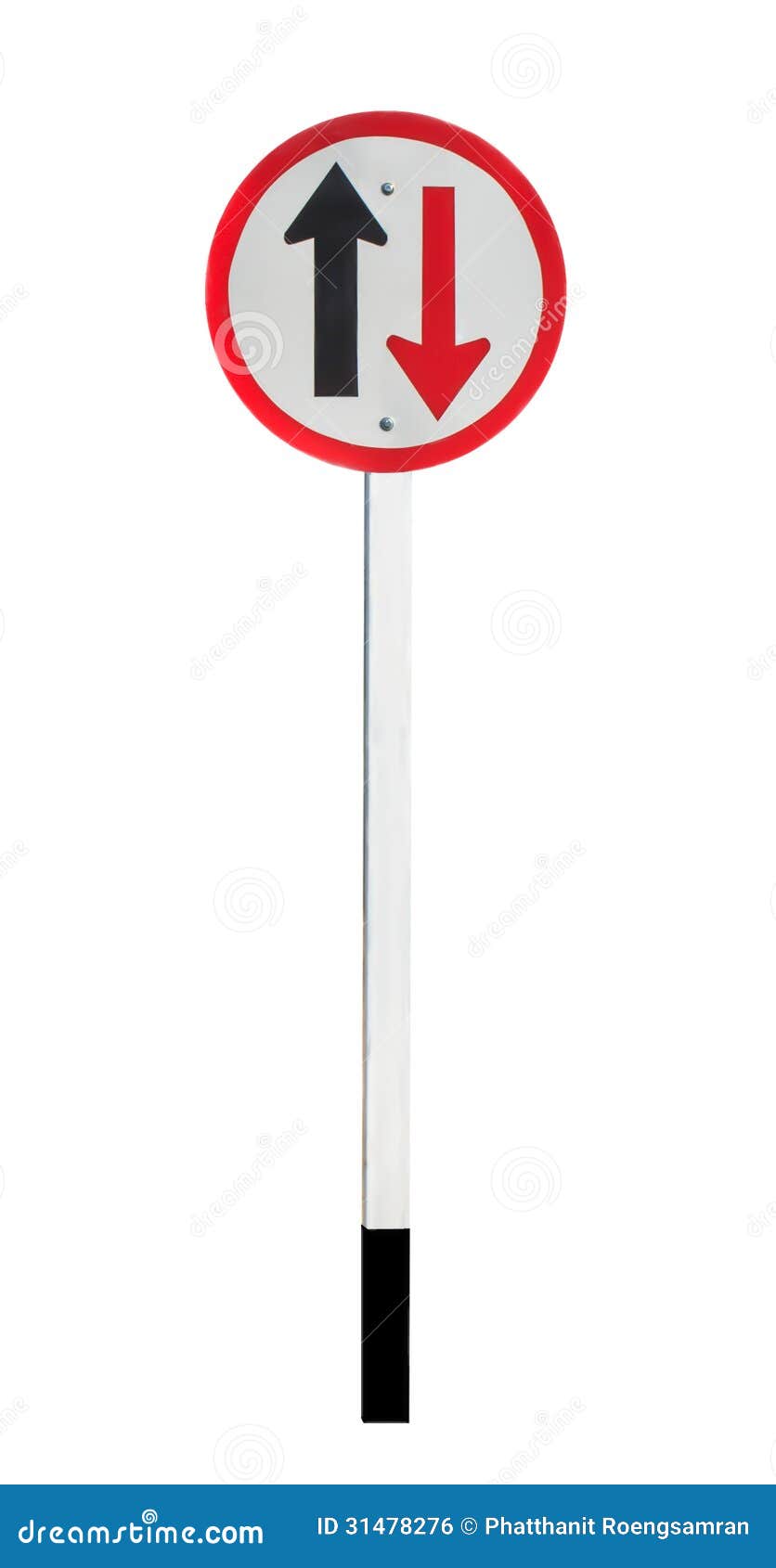 Two Way Traffic Sign on White Background Stock Photo - Image of banner ...