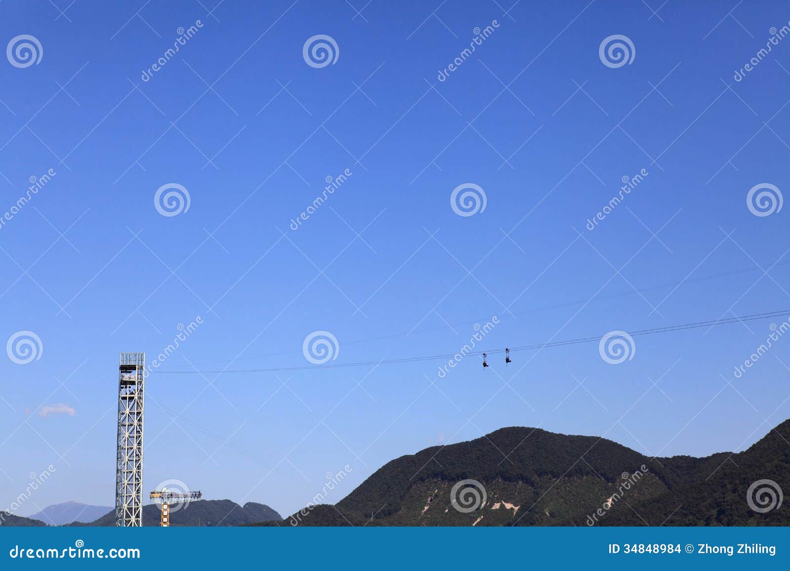 The Two Ways Cableway Built between the Moutain Stock Photo - Image of ...