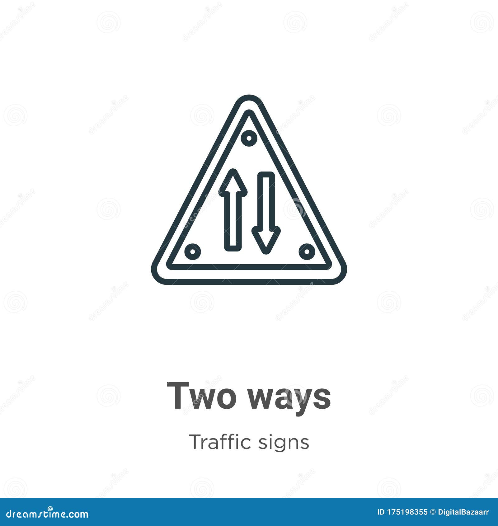 Two Ways Outline Vector Icon. Thin Line Black Two Ways Icon, Flat ...