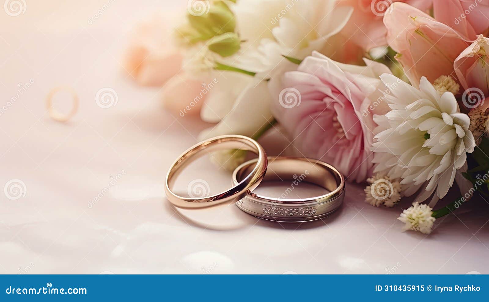 Two Wedding Ring on Pastel Background Stock Image - Image of bride ...
