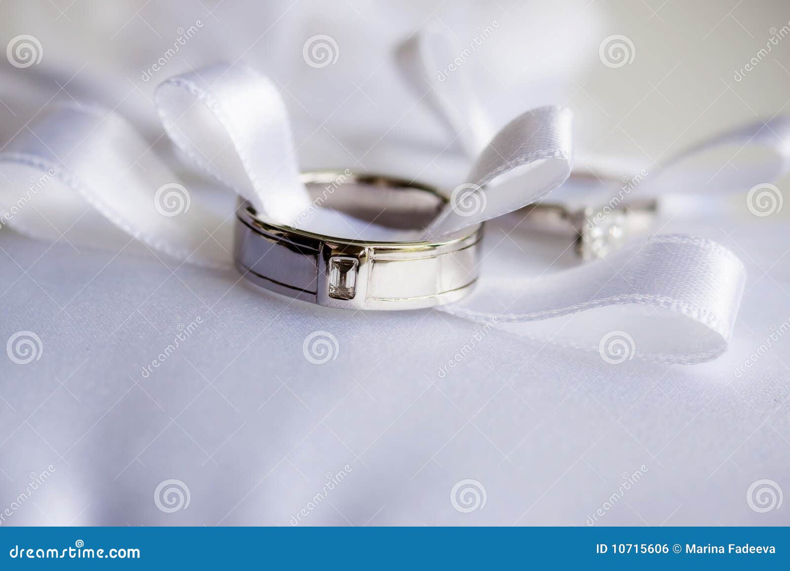 Two Wedding Rings with Bow of Ribbon Stock Photo - Image of celebration ...
