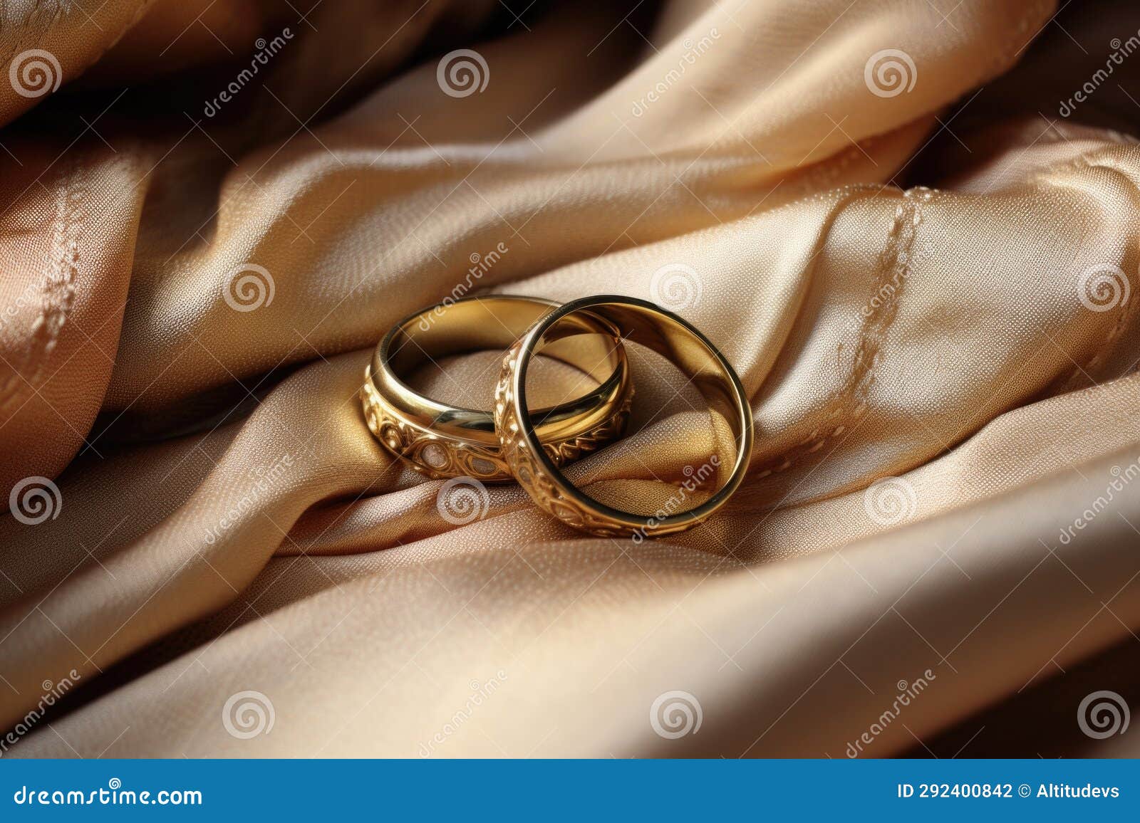 Two Wedding Rings Intertwined on a Silk Fabric Stock Photo - Image of ...