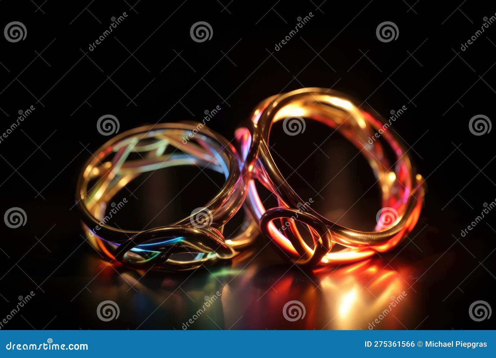 Two Wedding Rings Made of Light and Energy Created with Generative AI ...