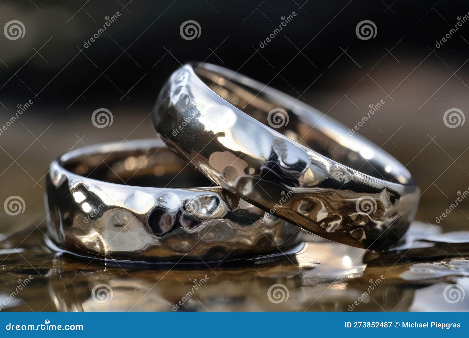 Two Wedding Rings Made of Liquid Mercury Created with Generative AI ...