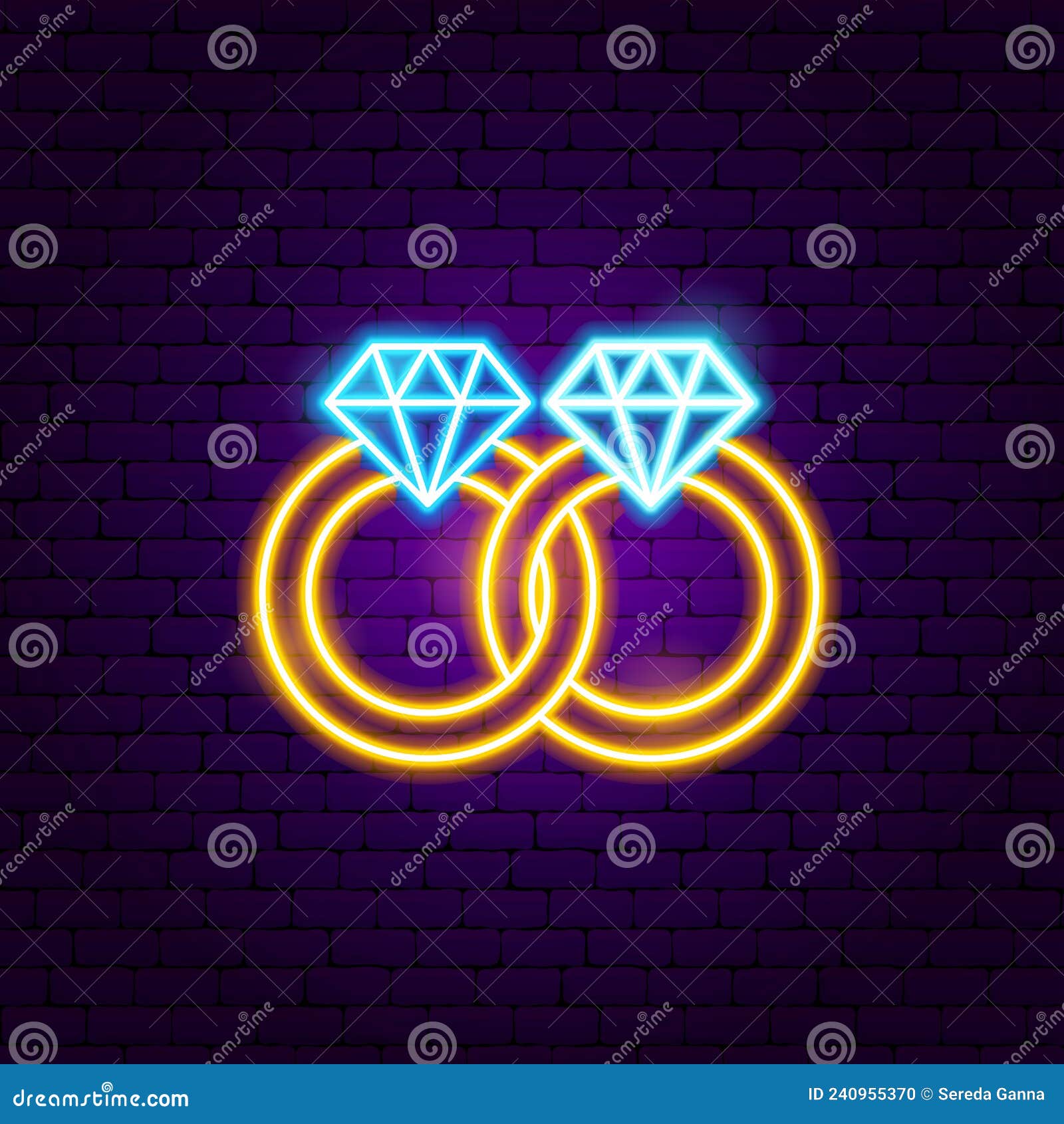 Two Wedding Rings Neon Sign Stock Vector - Illustration of groom ...