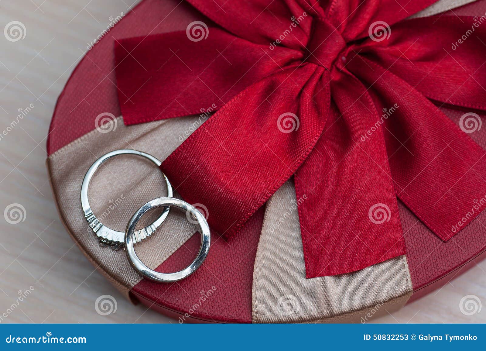 Two Wedding Rings with Red Ribbon Stock Image - Image of jewelery ...