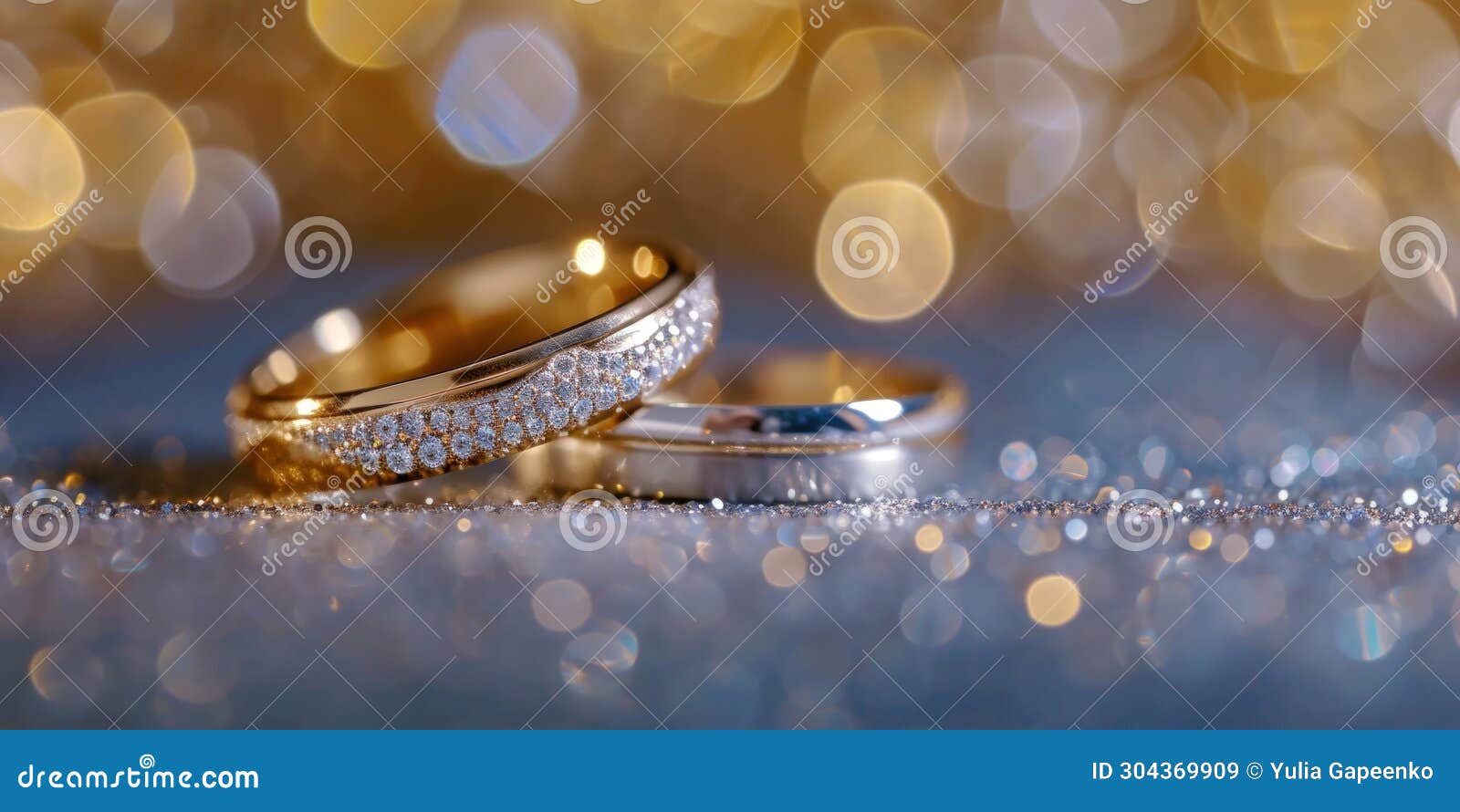 Two Wedding Rings Set on a Snow Background. Stock Image - Image of ...
