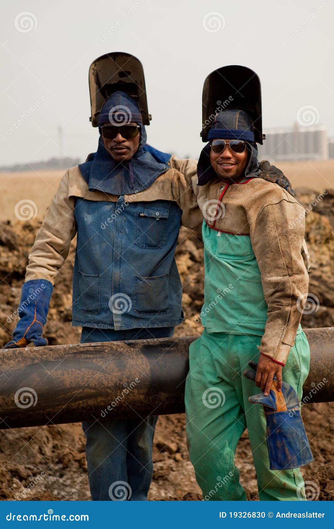 Two Welder Construction Worker Friends Stock Photo - Image of weld ...