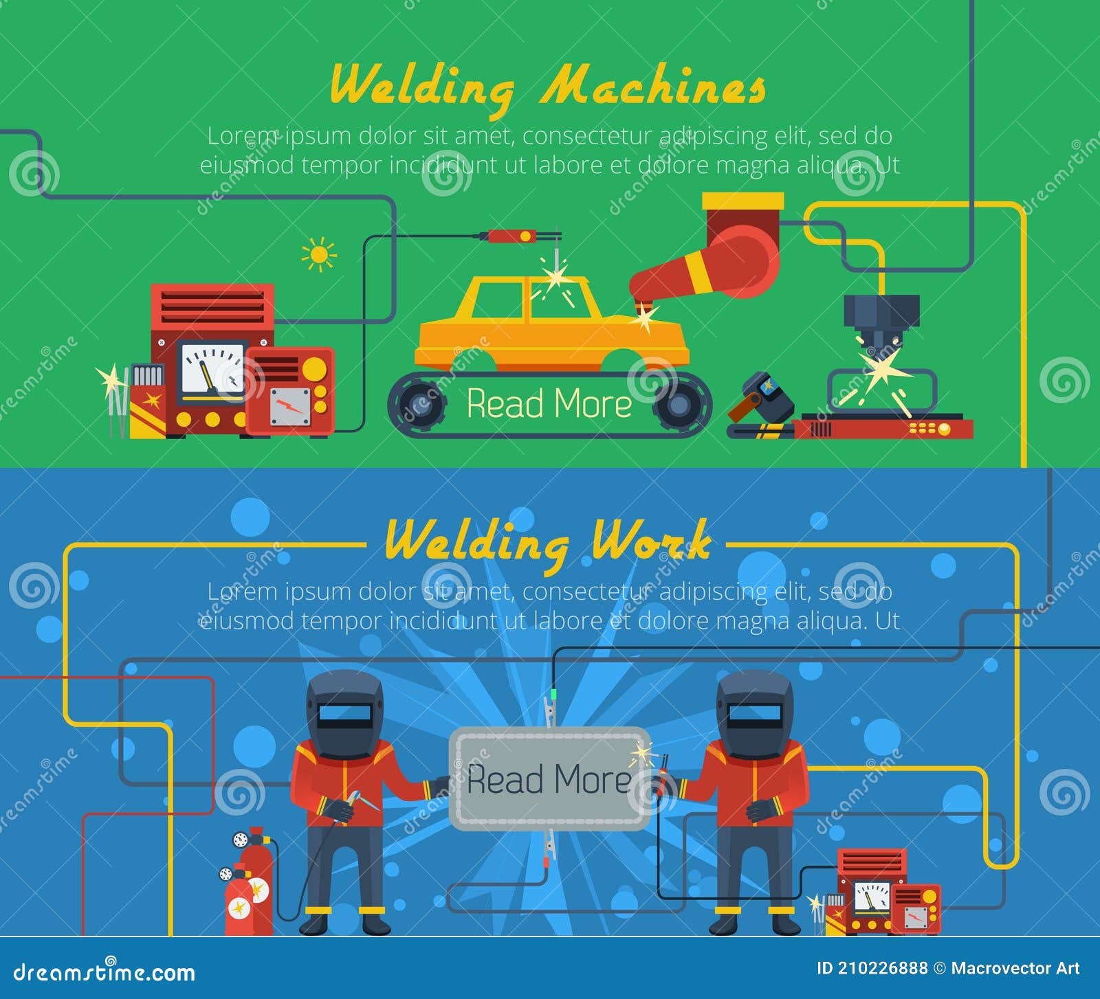 Two Welding Horizontal Banners Stock Vector - Illustration of ...