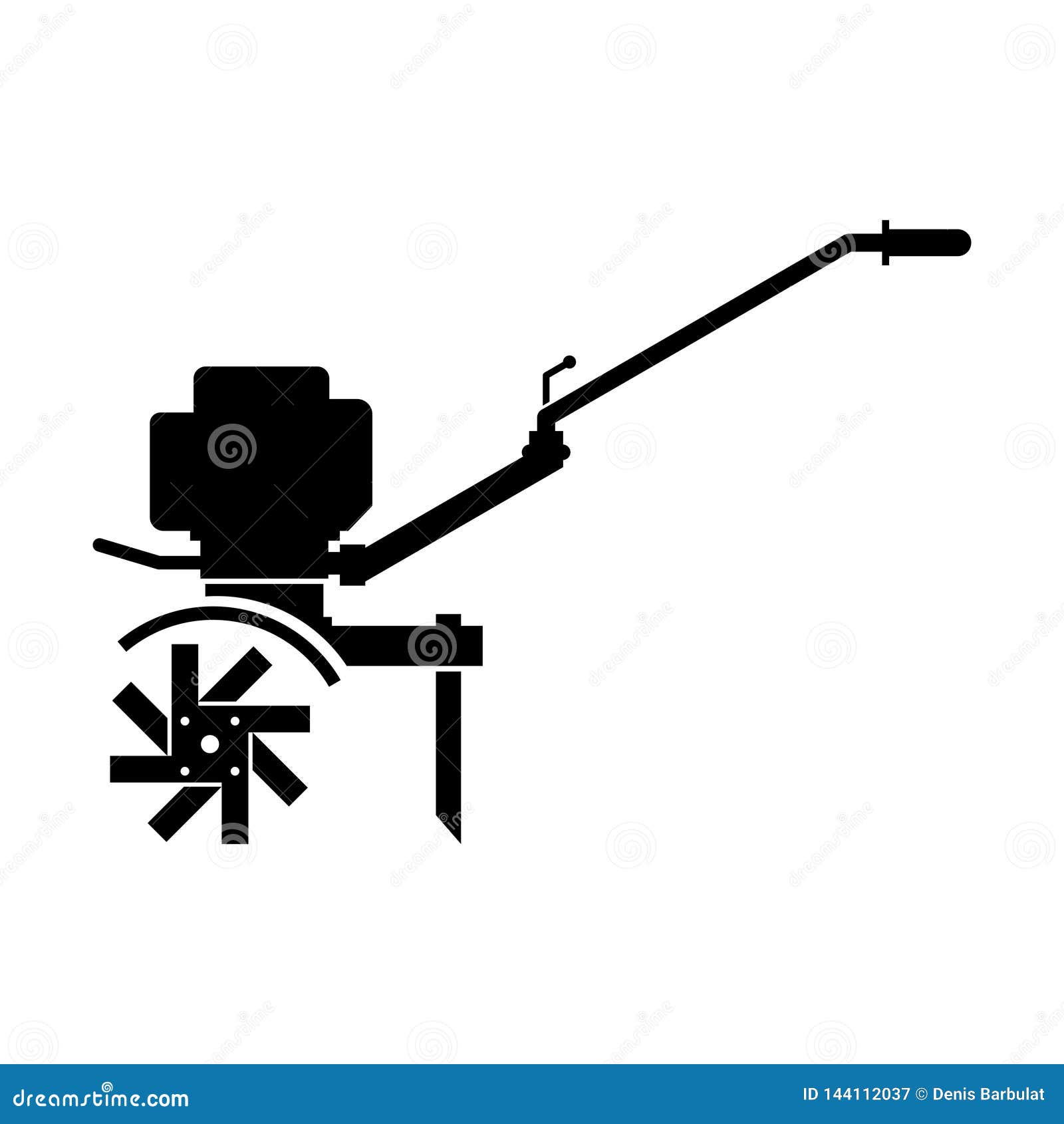 Two-wheel or Walking Tractor, Cultivator Stock Vector - Illustration of ...