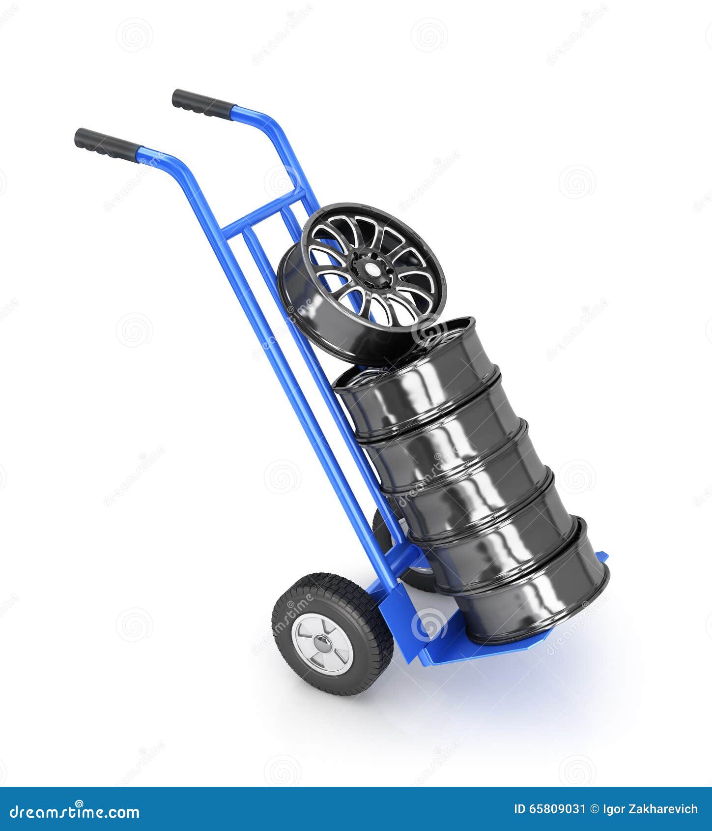 Two-wheeled Trolley With Car Rims Royalty-Free Stock Photography ...
