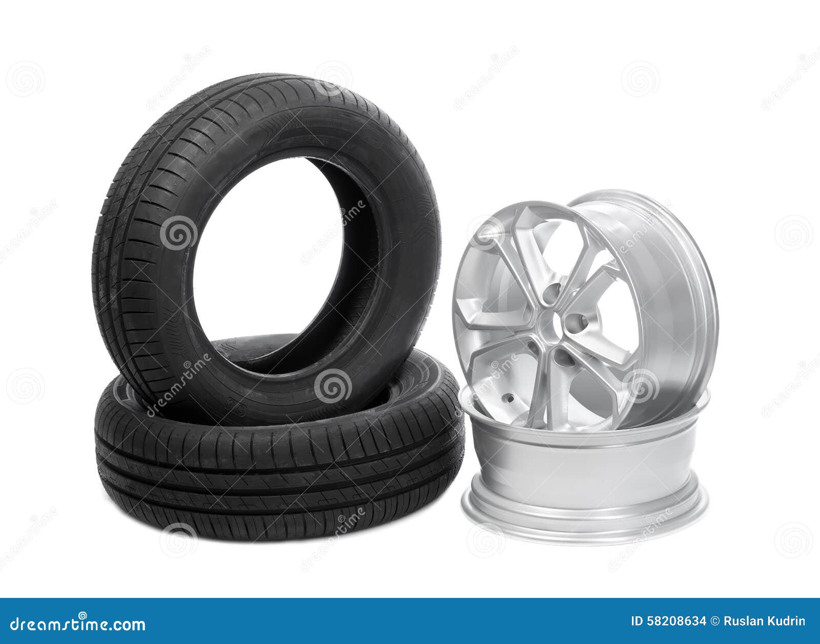 Two Wheels and Tires for the Car. Stock Photo - Image of surface, black ...