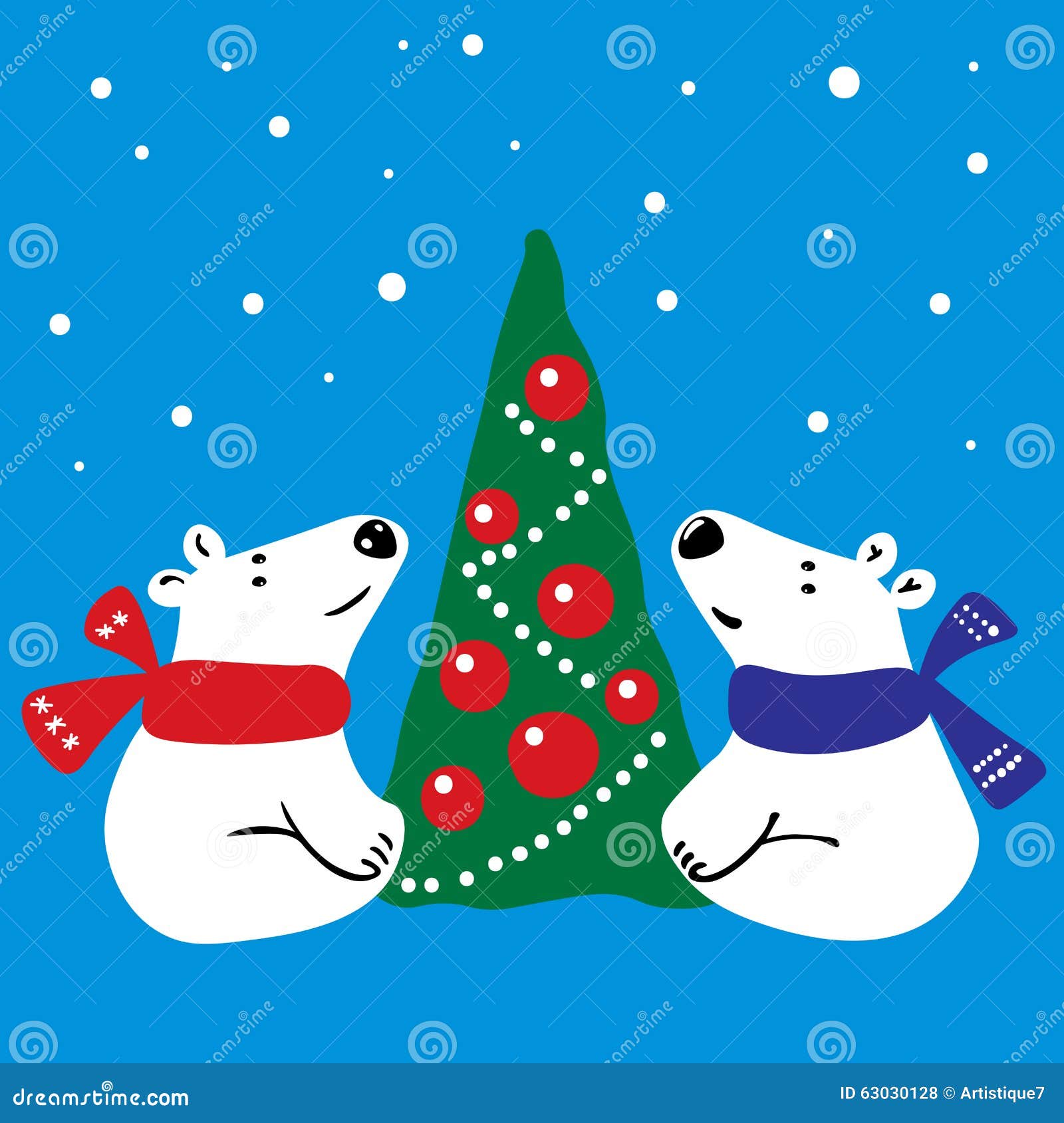 Two White Bears Near Christmas Tree Stock Vector - Illustration of ...