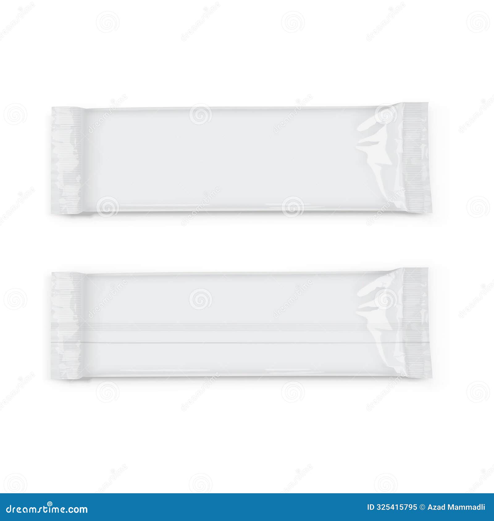 Two White, Blank Rectangular Packaging Wrappers Placed Vertically and ...