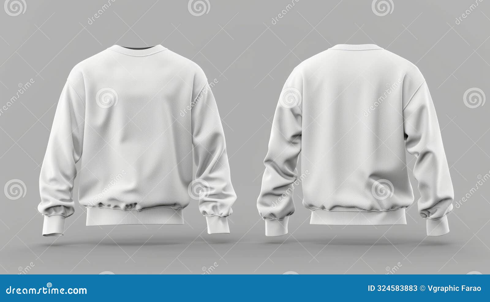 Two White Blank Sweatshirts, Front and Back View. Apparel Mockup ...