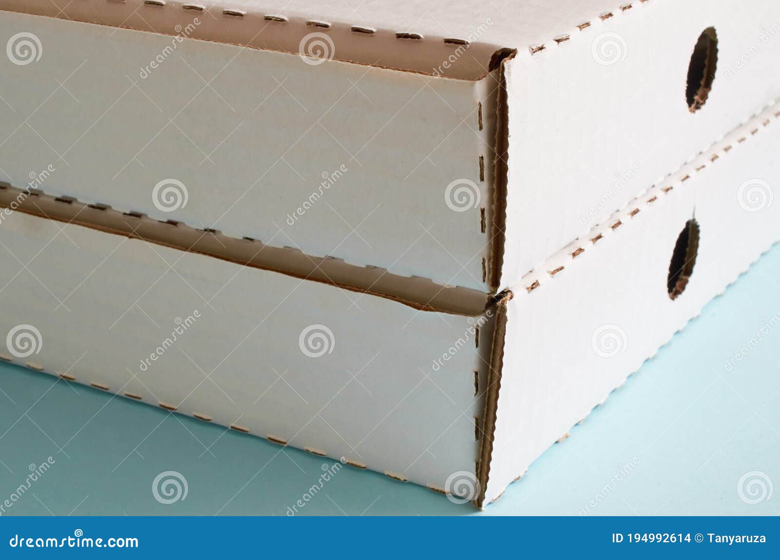 Two White Cardboard Pizza Boxes Stock Photo - Image of food, closeup ...