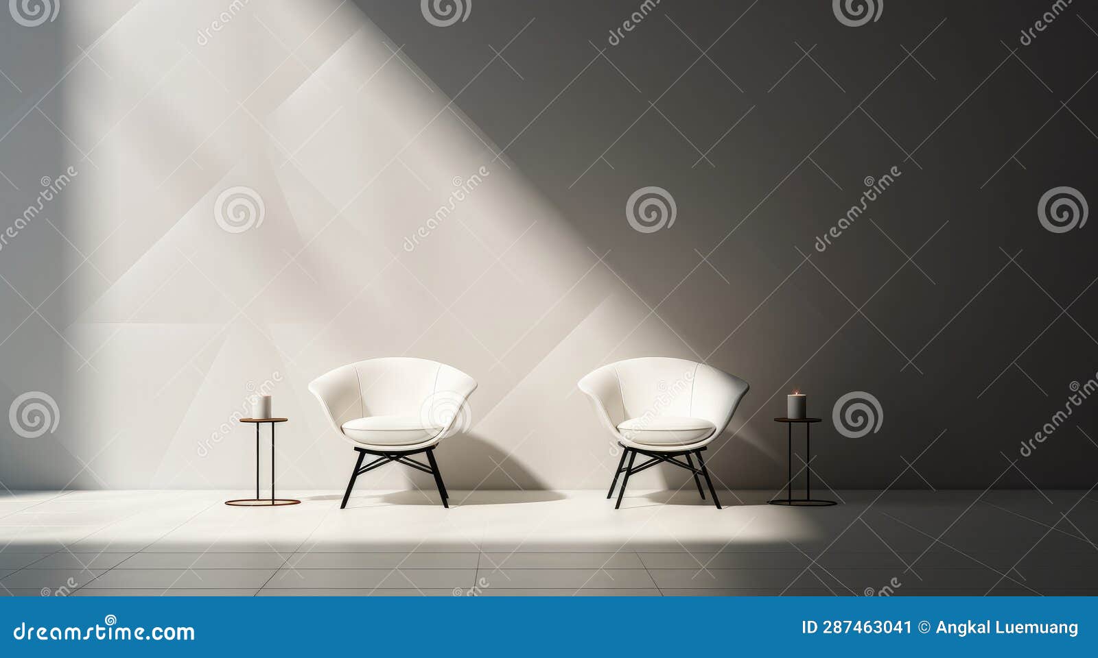 Two White Chairs in an Open Space Stock Illustration - Illustration of ...