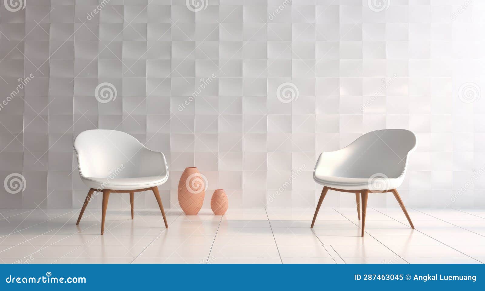 Two White Chairs in an Open Space Stock Illustration - Illustration of ...
