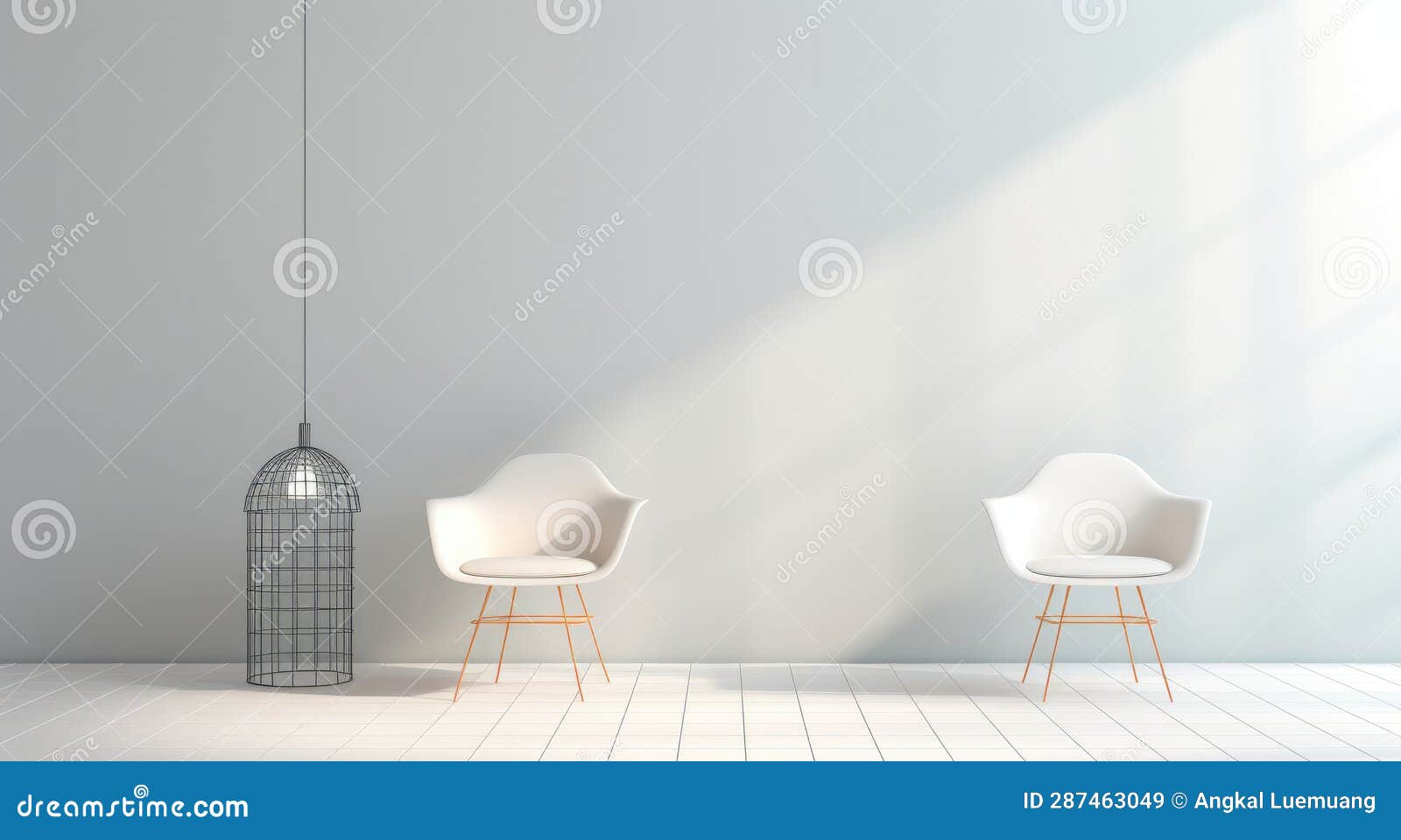 Two White Chairs in an Open Space Stock Image - Image of house, floor ...