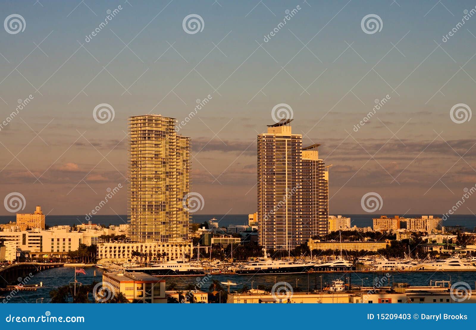 Two White Condo Towers at Sunset on Coast Stock Image - Image of ...