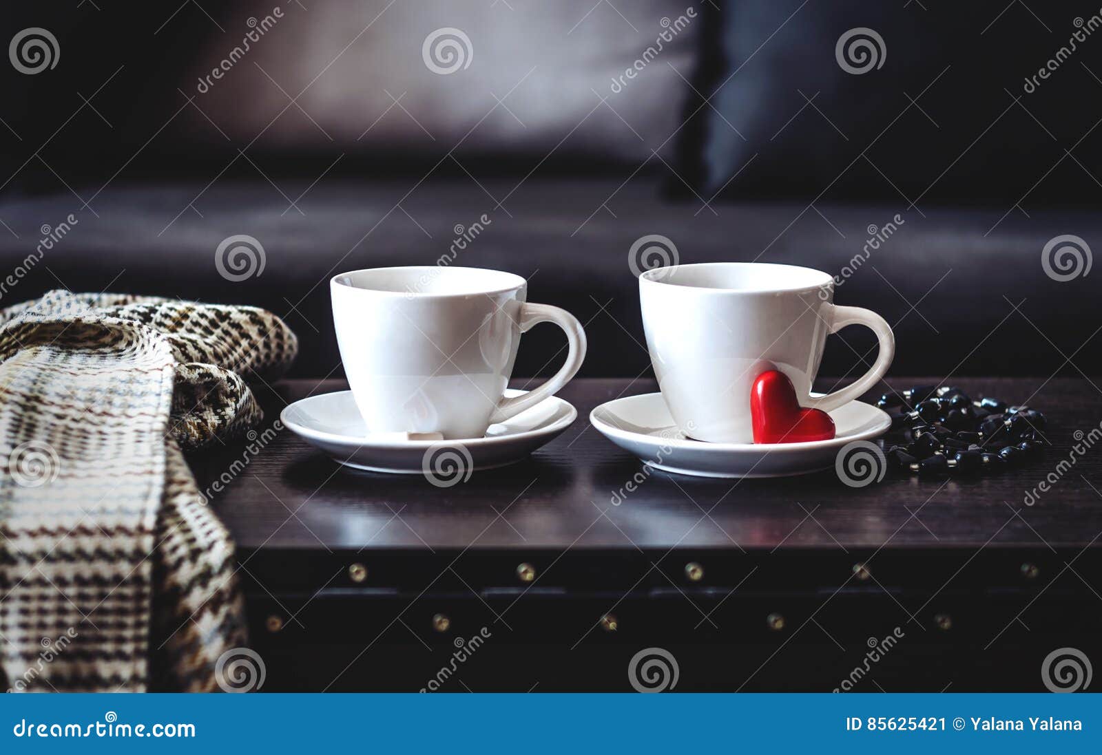 Two White Cups of Morning Coffee on the Table Stock Image - Image of ...