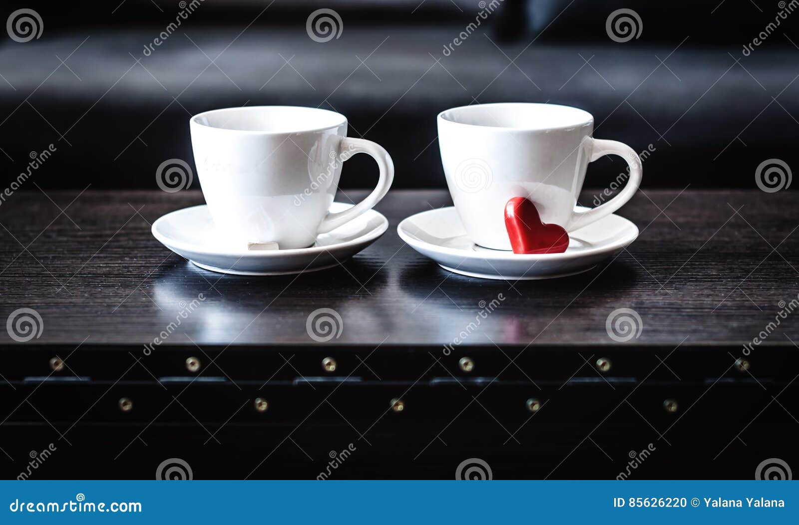 Two White Cups of Morning Coffee on the Table Stock Photo - Image of ...