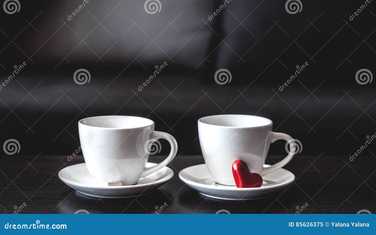 Two White Cups of Morning Coffee on the Table Stock Image - Image of ...
