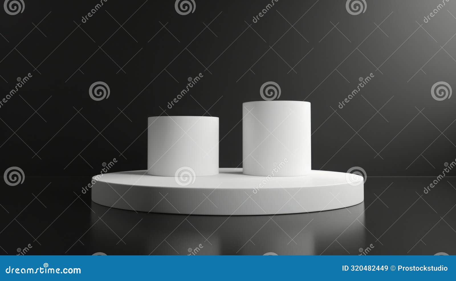 Minimalist White Cylinders on a Round Platform Against a Dark ...