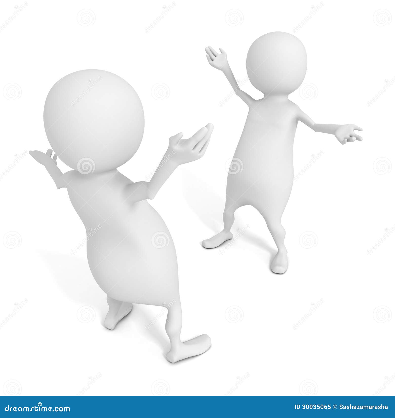 Two White 3d Men Happy Meeting Stock Illustration - Illustration of ...