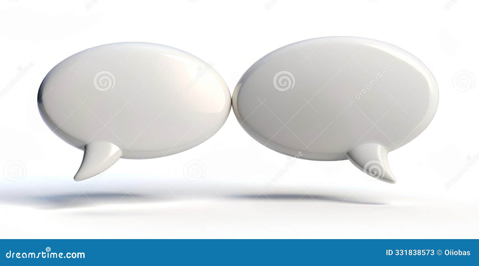 Two White 3D Speech Bubbles Touching, 3D Render, Communication ...