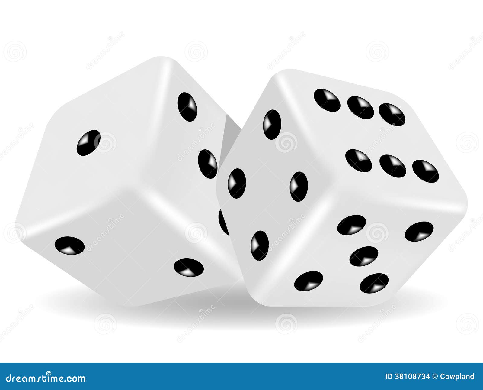 Two white dice stock vector. Illustration of opportunity - 38108734