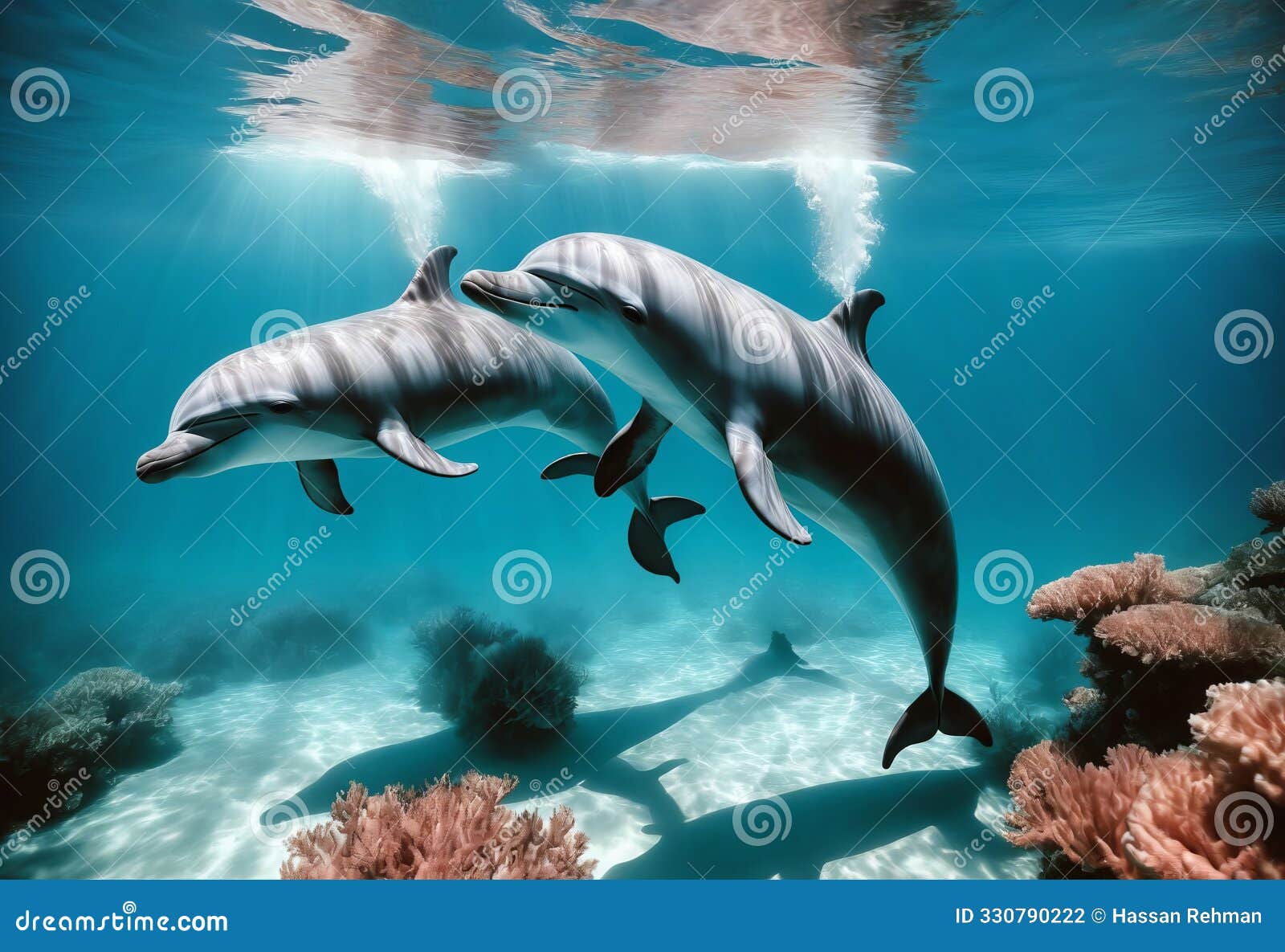 Two White Dolphins Jumping Out of the Water Stock Illustration ...