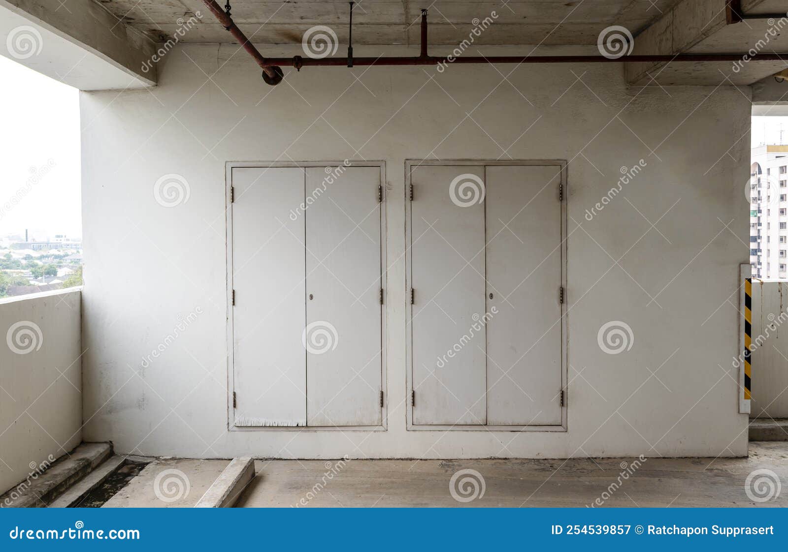 Two White Door Storage Room Stock Image - Image of entrance, building ...