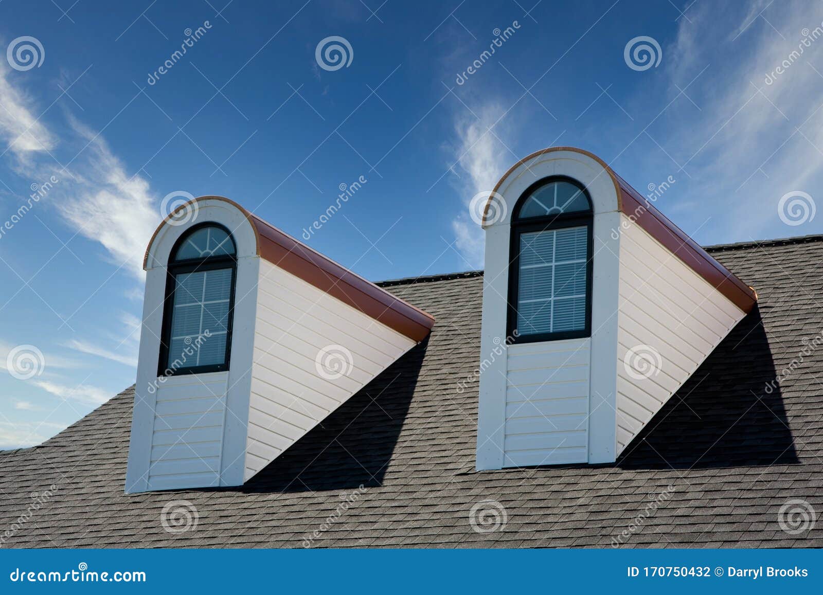 Two White Dormers stock photo. Image of houses, window - 170750432