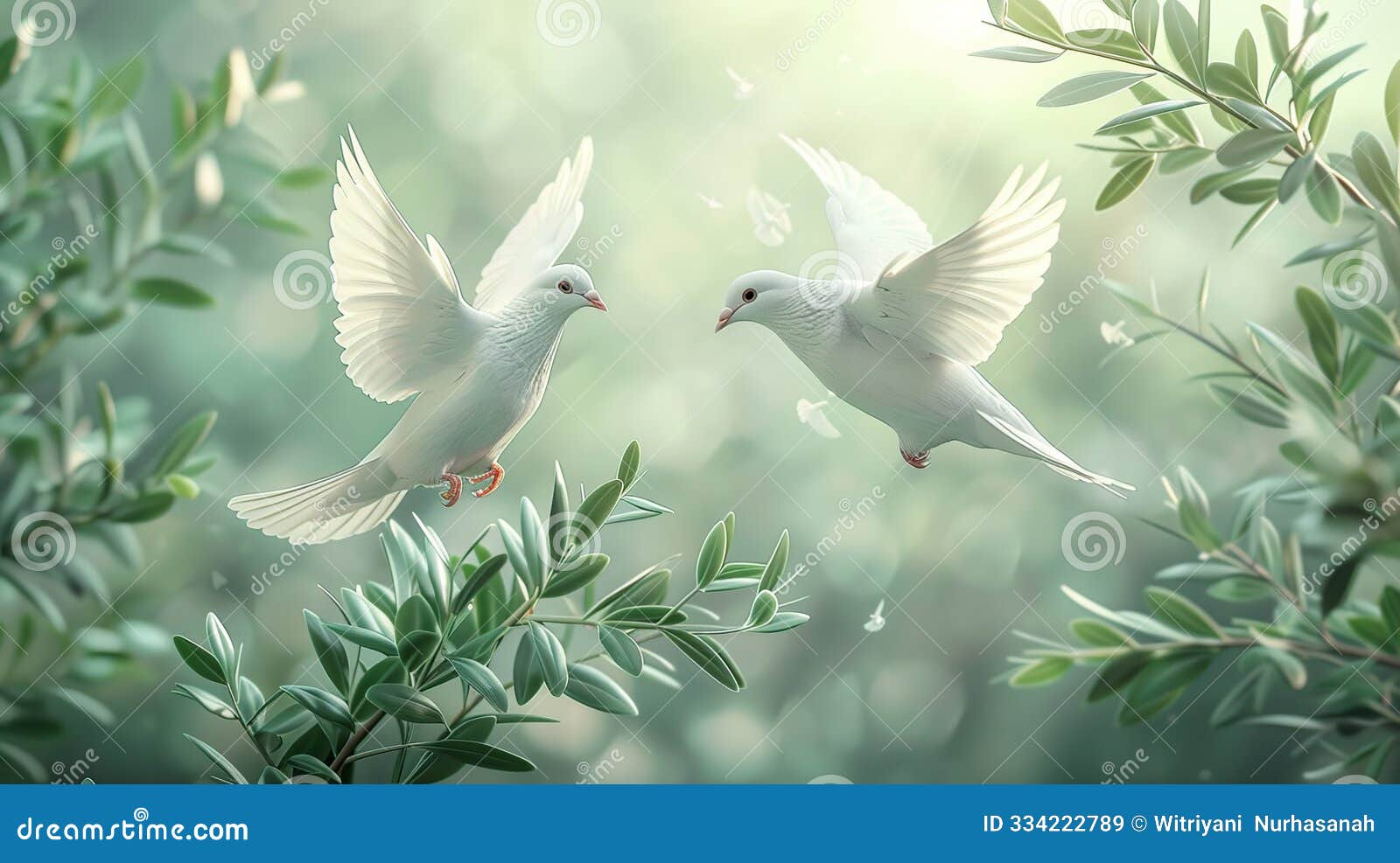 Two White Doves in Flight stock illustration. Illustration of bush ...