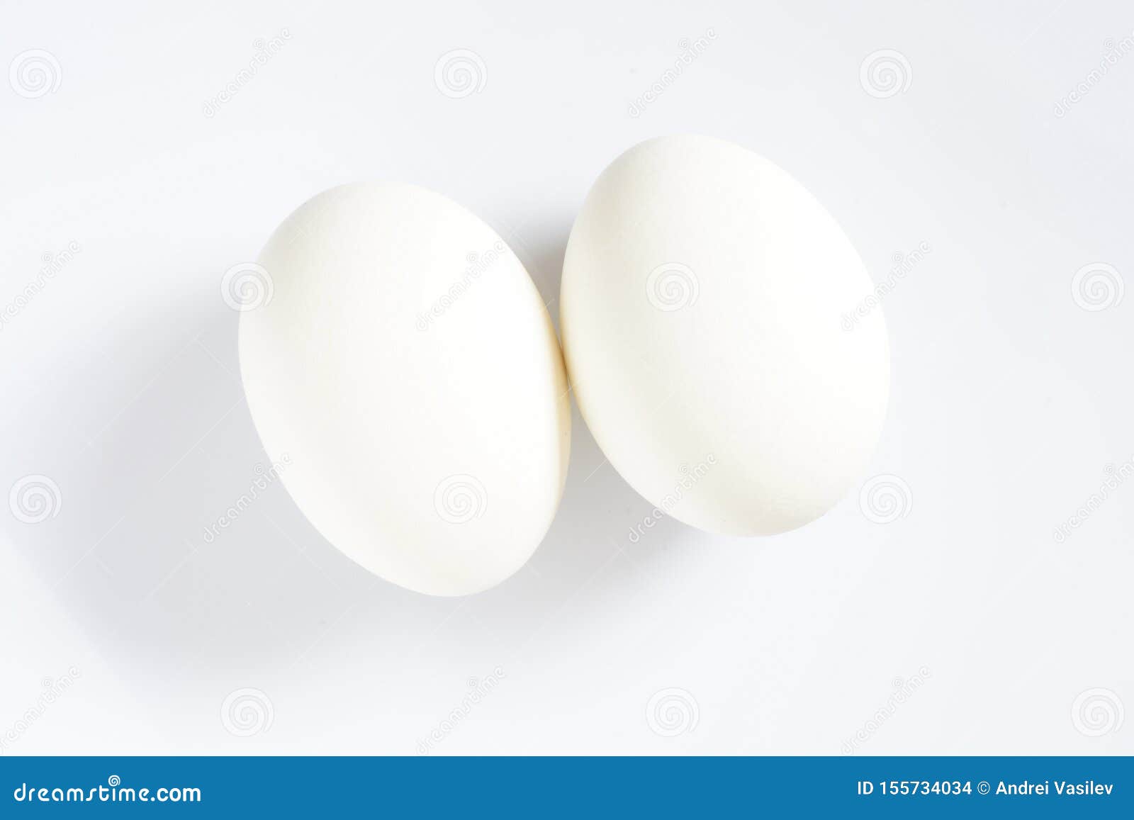 Two White Eggs on White Background with Shadow Stock Photo - Image of ...