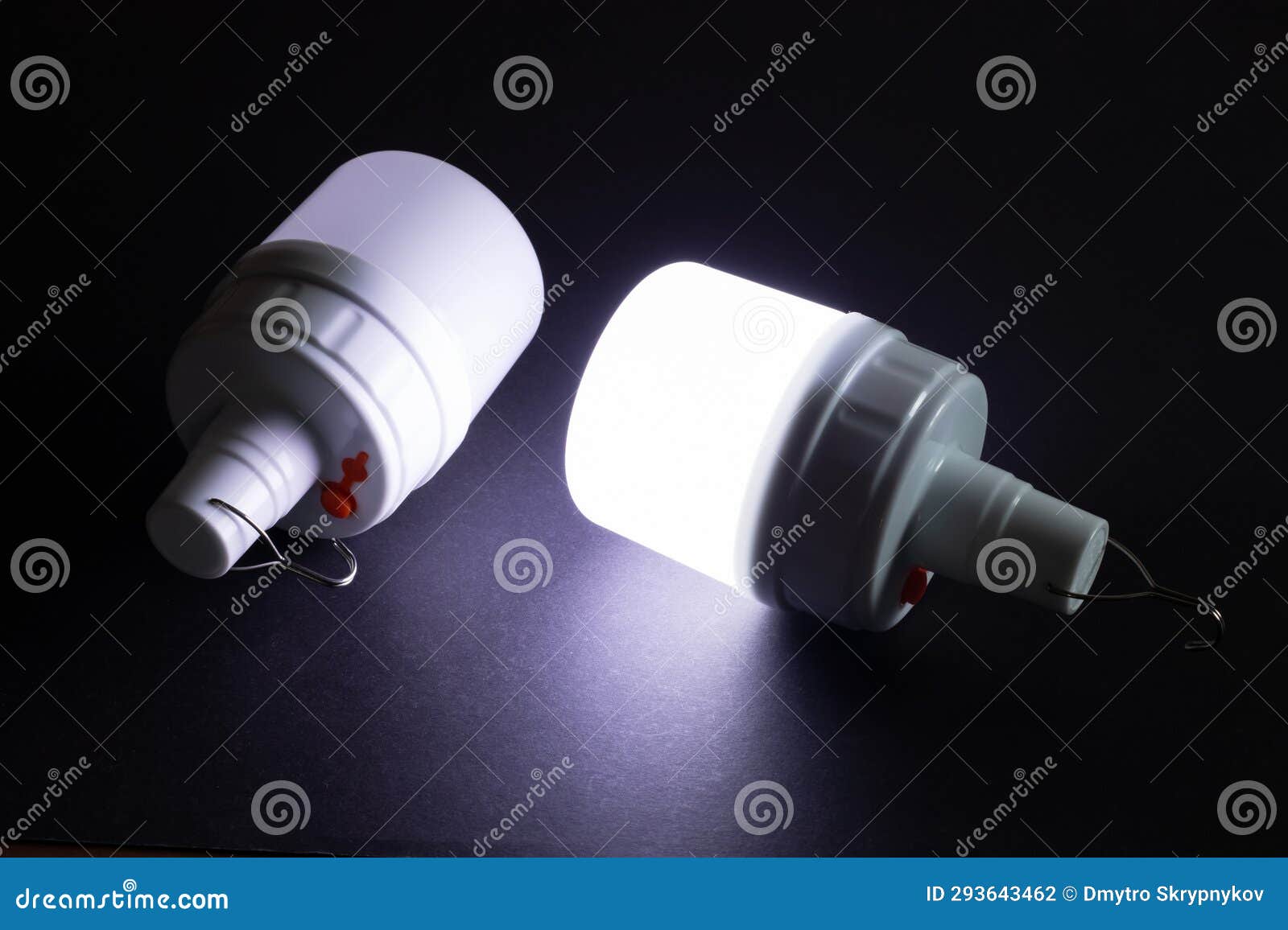 Two White Emergency Led Bulbs with Integrated Battery Stock Photo ...